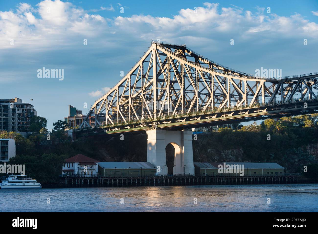 Train iron bridge in Brisbane across Brisbane river, Queensland ...