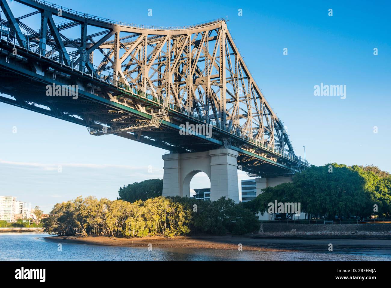 Train iron bridge in Brisbane across Brisbane river, Queensland ...
