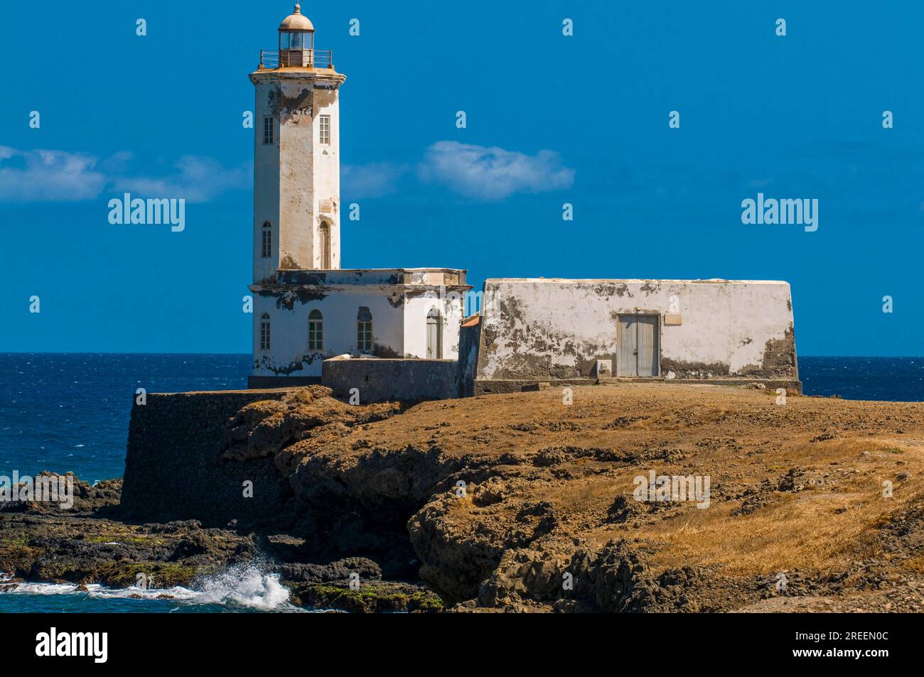 Lighthouse at coast of Praia. Santiago, Cabo Verde. Africa Stock Photo ...