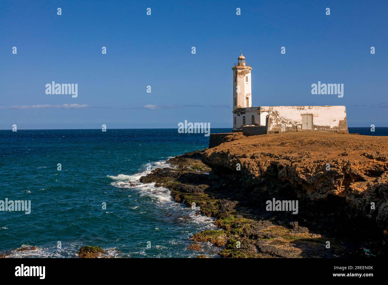 Lighthouse at coast of Praia. Santiago, Cabo Verde. Africa Stock Photo ...