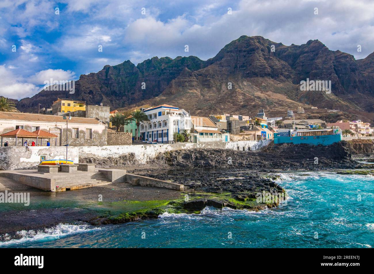 Harbor buildings. San Antao. Cabo Verde. Africa Stock Photo - Alamy