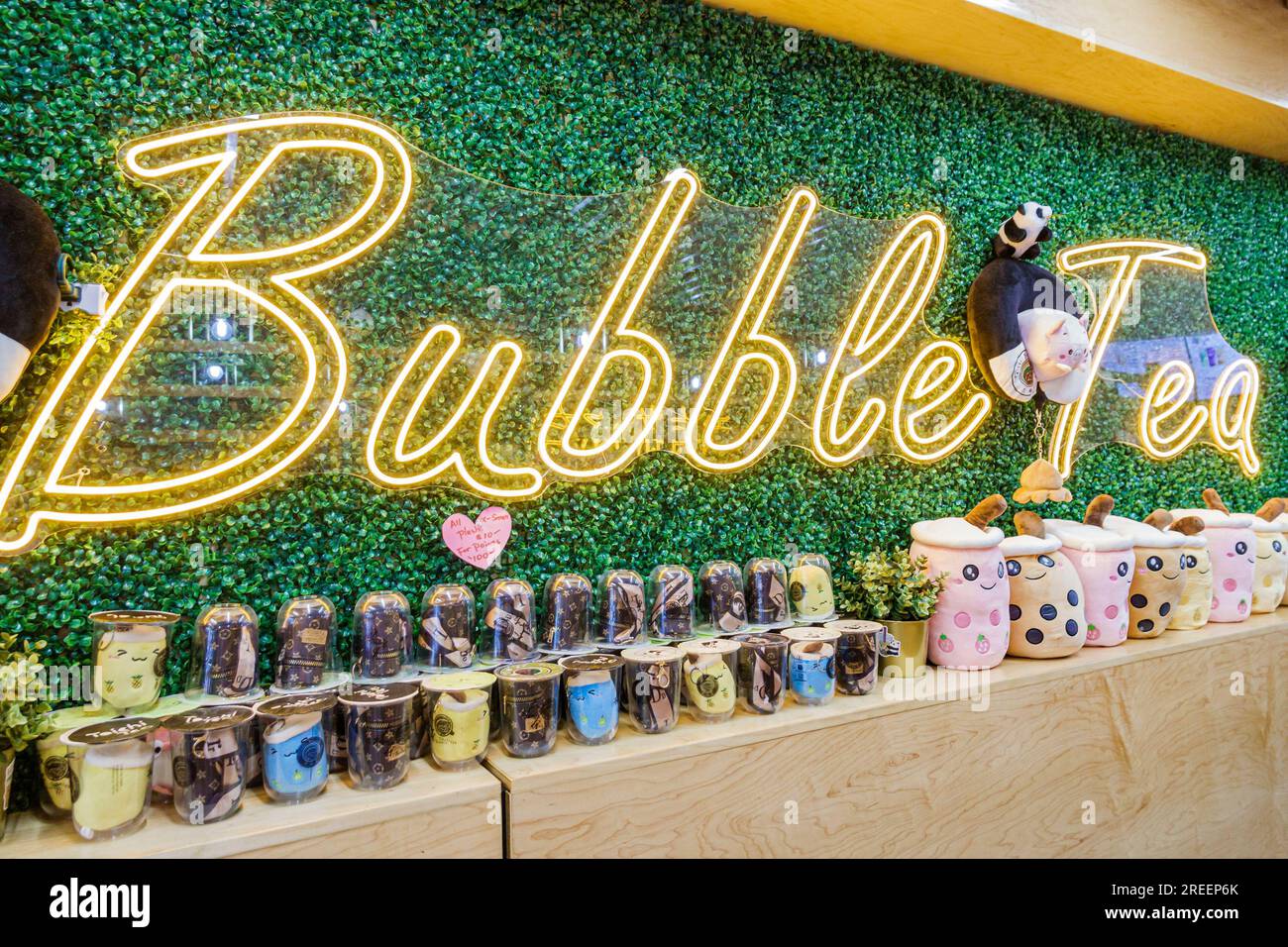 Athens Georgia,Bubble Cafe tea neon sign,inside interior indoors Stock Photo - Alamy