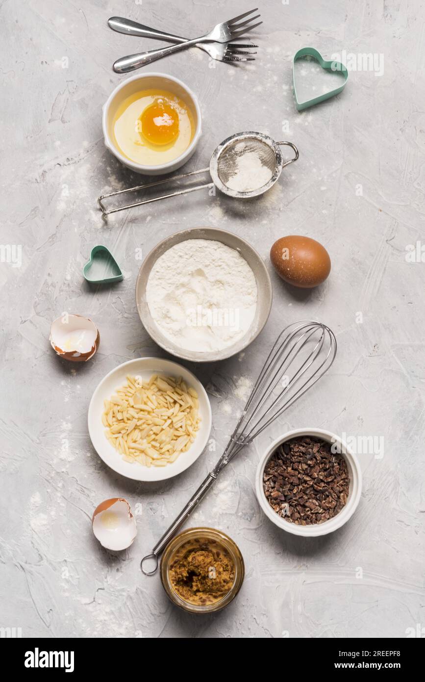 Top view baking supplies table. Resolution and high quality beautiful ...