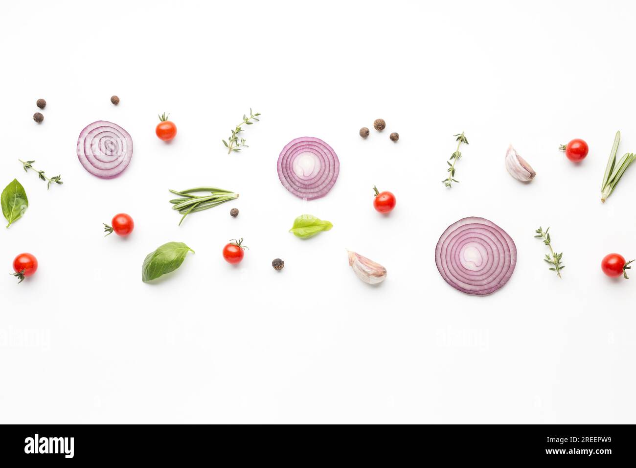 Top view onion rings with condiments aligned. Resolution and high ...