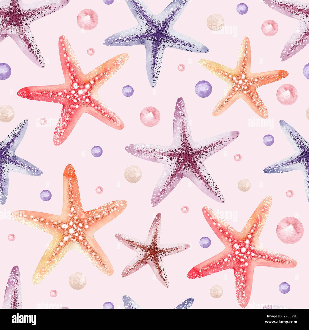Marine seamless pattern marine animals, corals, plants, seashell ...