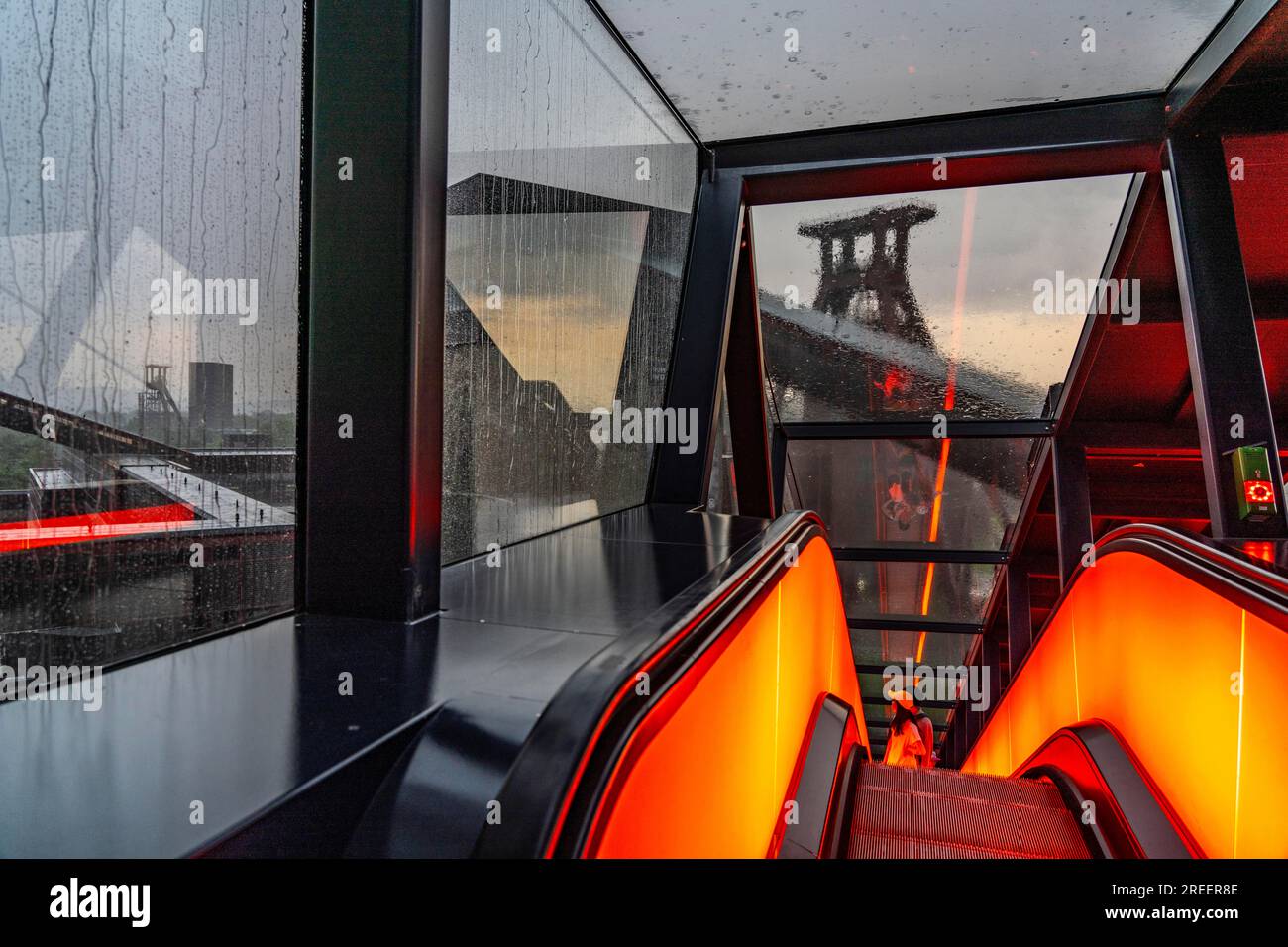 Zollverein colliery, rainy day, looking at the double trestle winding ...