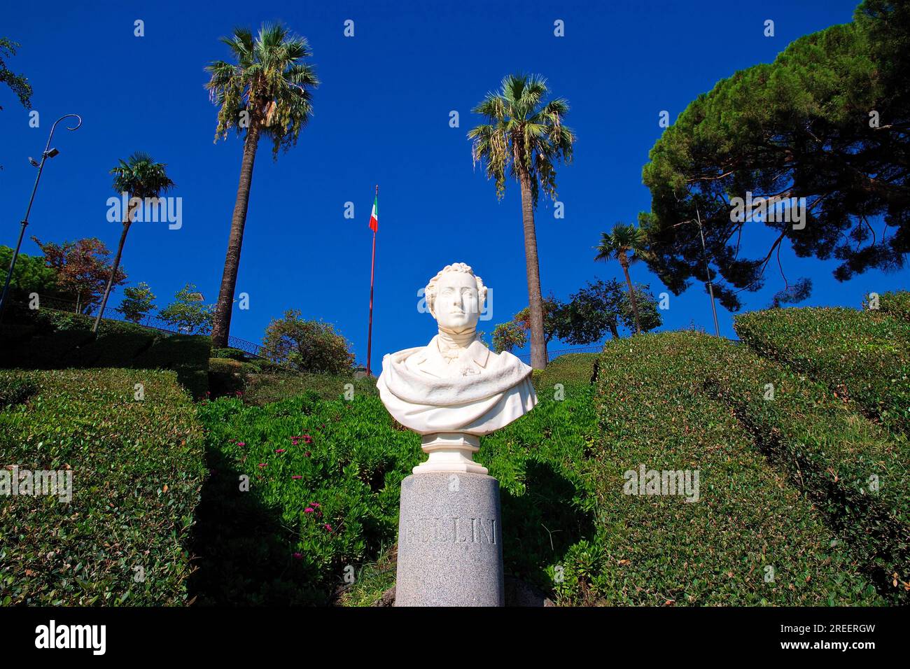 Monument, Bust, Vincenzo Bellini, Palm trees, Parco Maestranze, Park ...