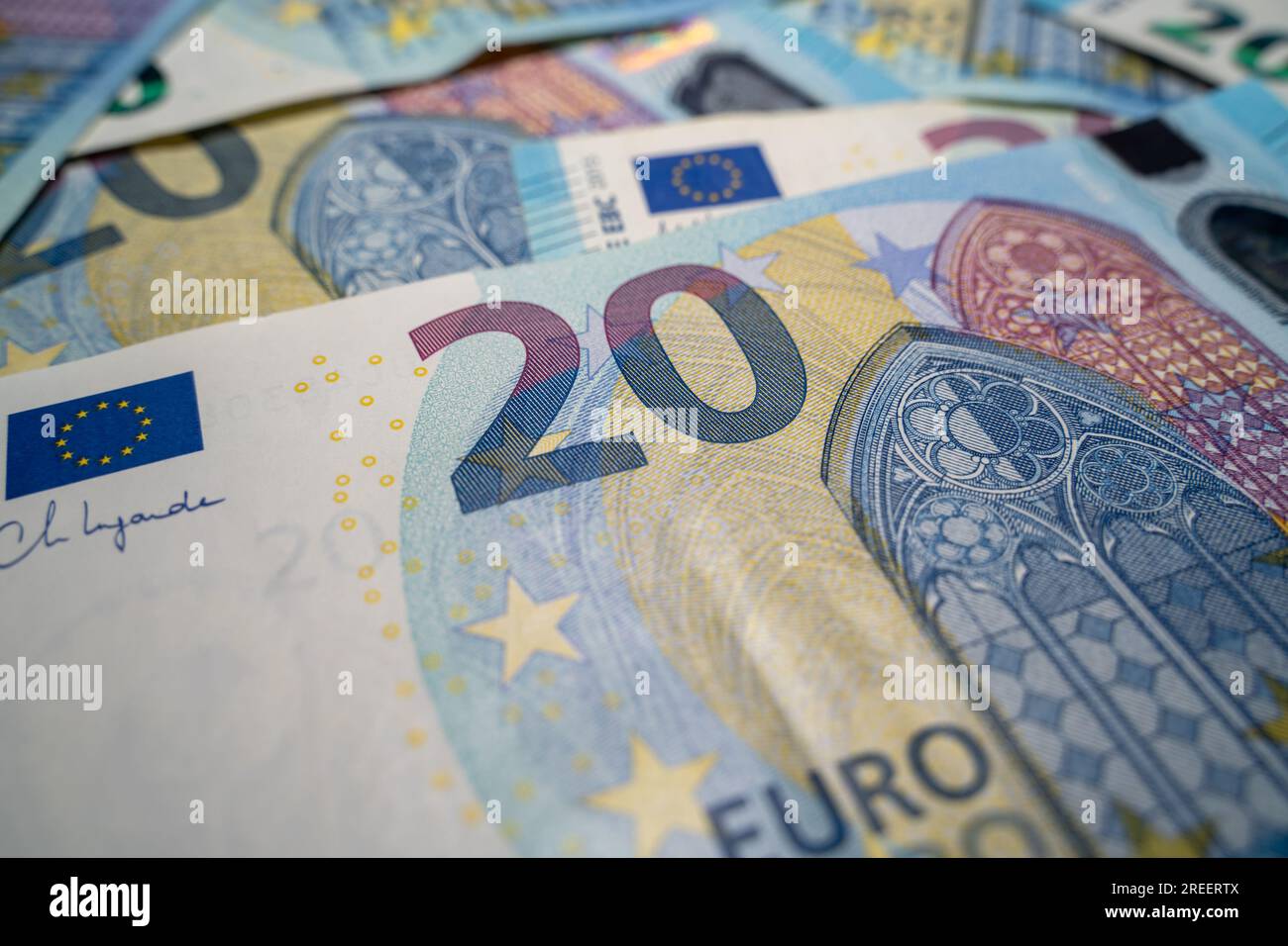 Cash money background with 20 euro banknotes Stock Photo - Alamy