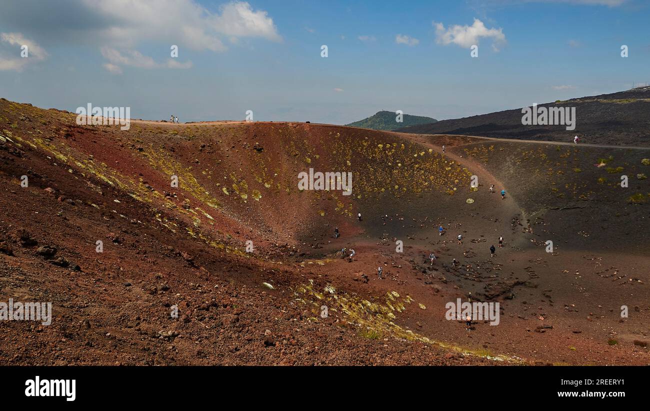 Red crater, visitors in the crater and on the crater rim, Crateri ...