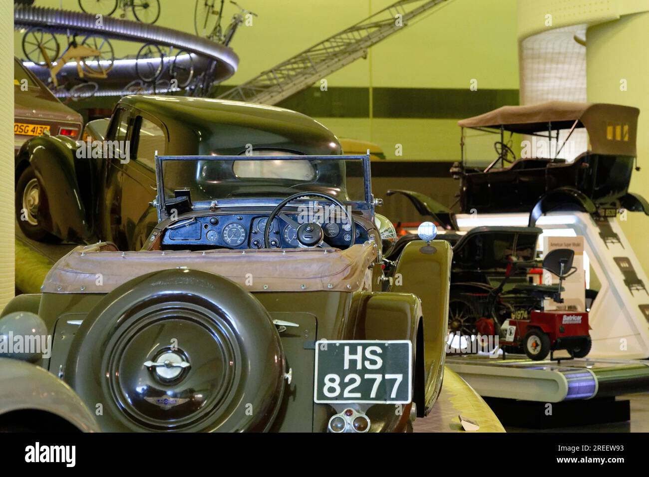 Interior view, classic car, Riverside Museum, Govan, Glasgow, Scotland ...