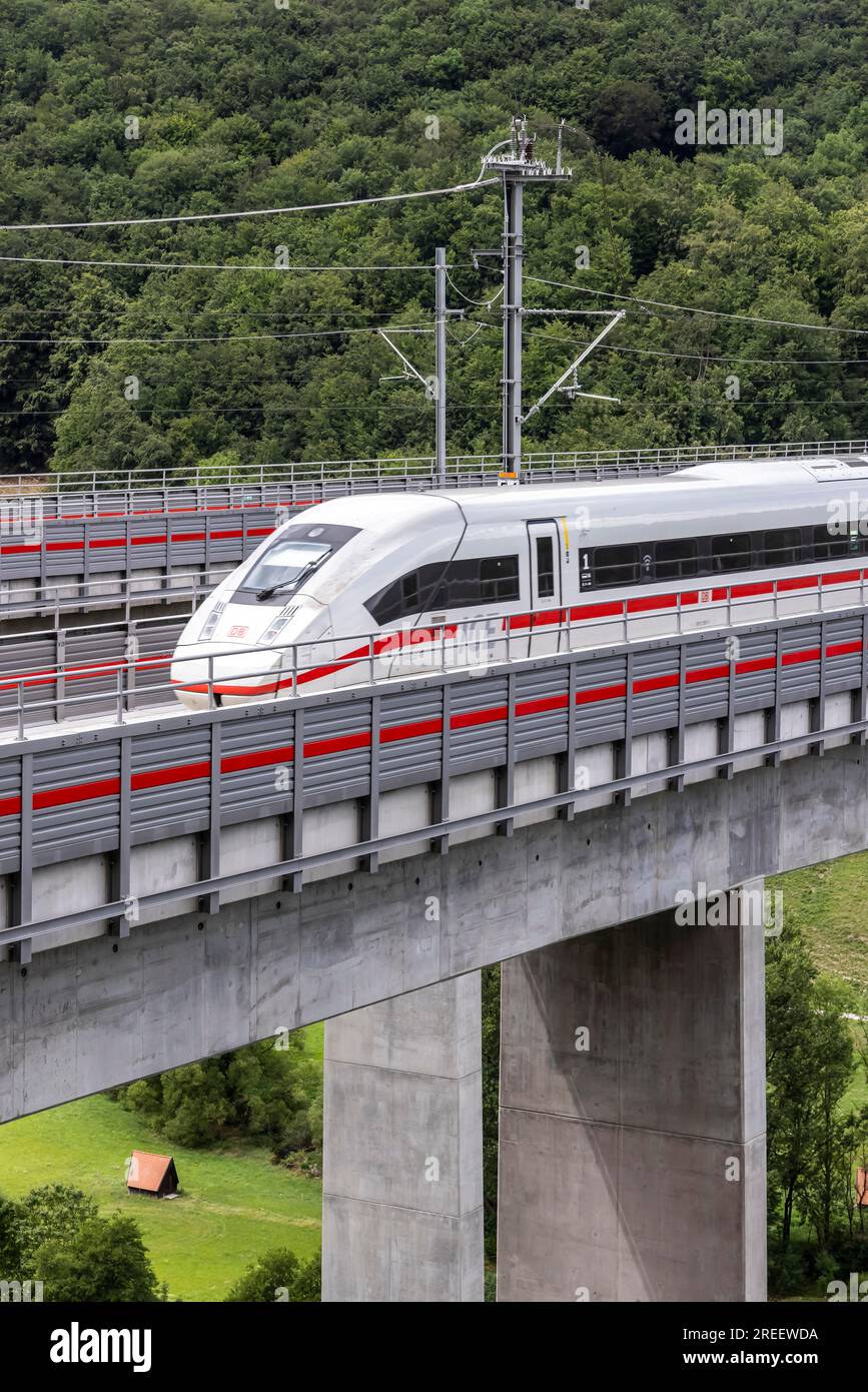 Deutsche Bahn ICE on the Filstal bridge, high-speed line Wendlingen ...