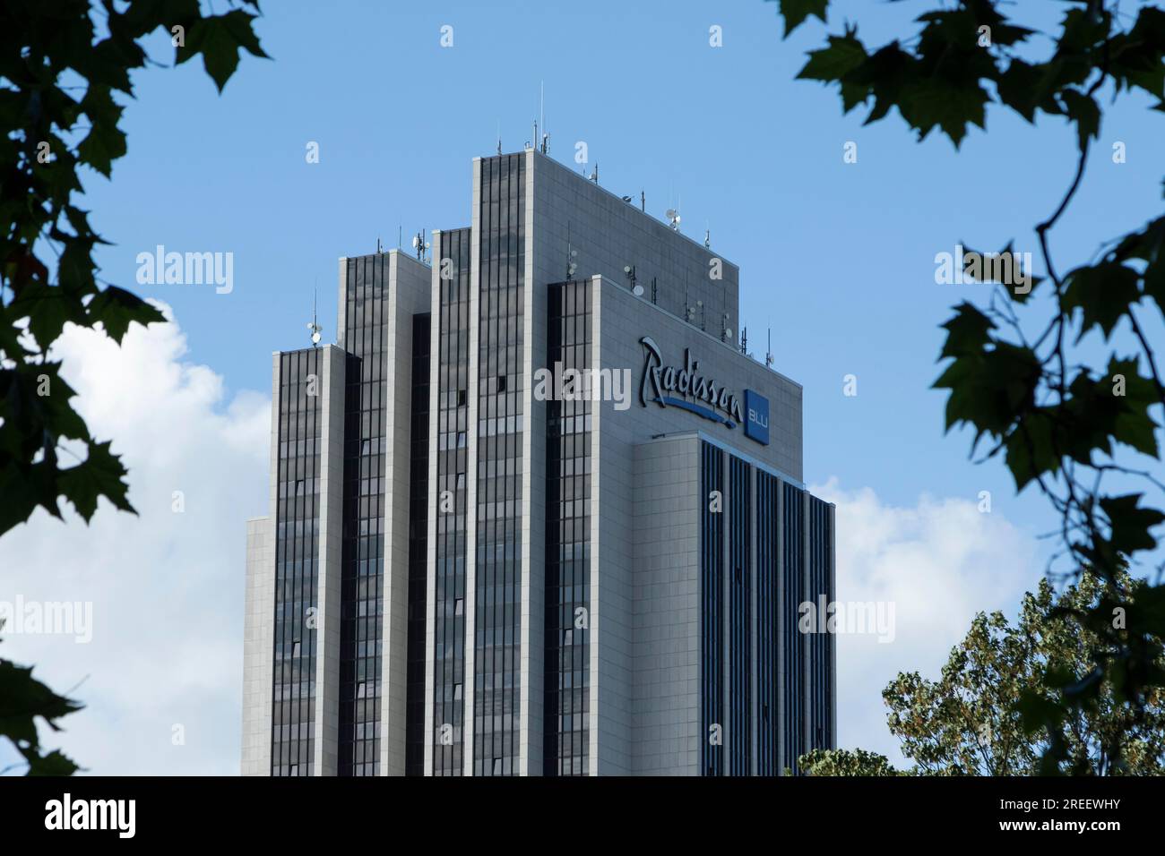 View of the Radisson Blue Hotel from the Planten un Blomen park in ...