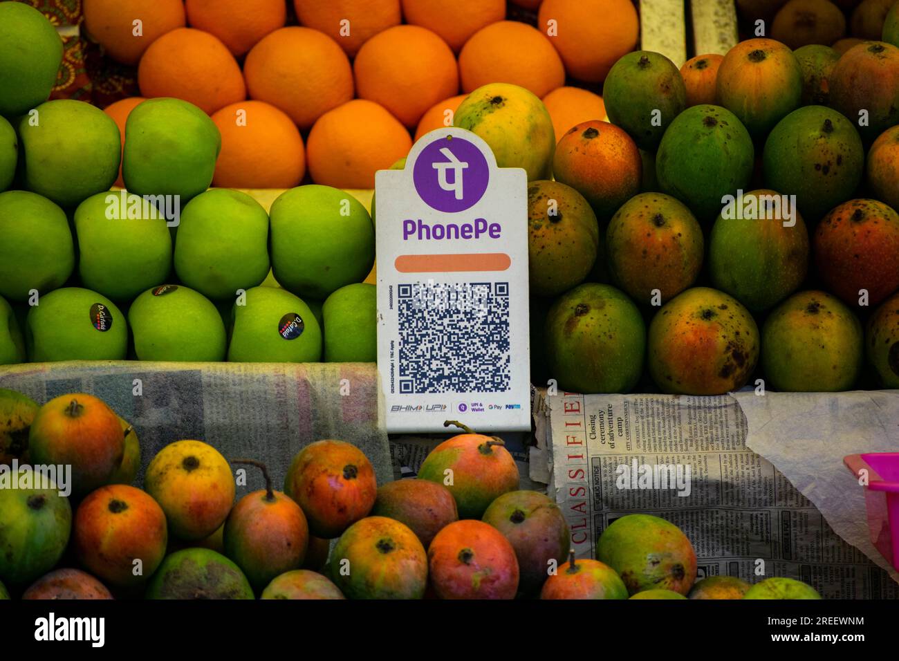 A Unified Payment Interface (UPI) barcode, or QR code, is kept at a ...