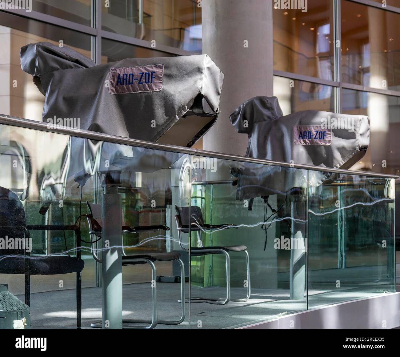 Plenary hall in the Bundestag, covered transmission camera of ARD and ...
