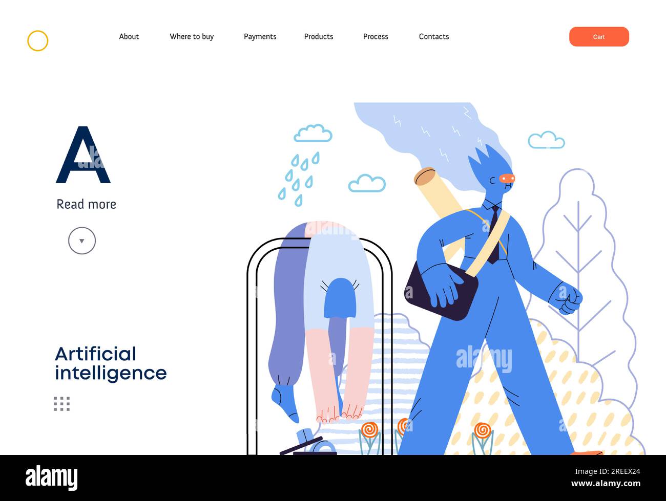 Artificial intelligence illustration. Job -modern flat vector concept ...