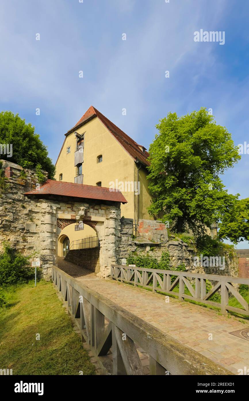 South gate of Hellenstein Castle, behind Fruchtkasten, historical ...