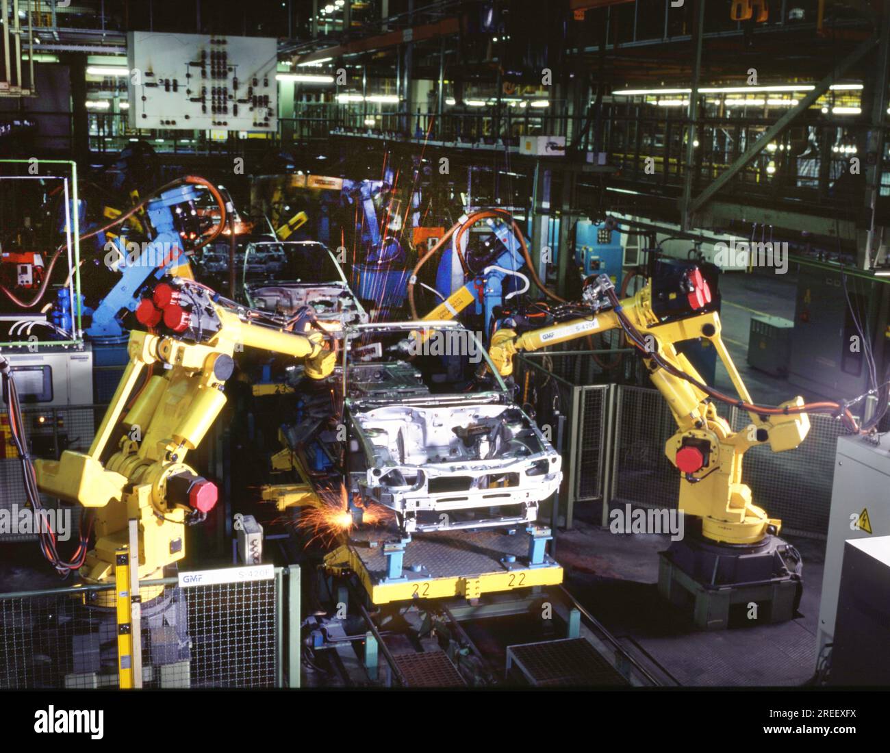 Industry, production, automation of the car industry, worker at ...
