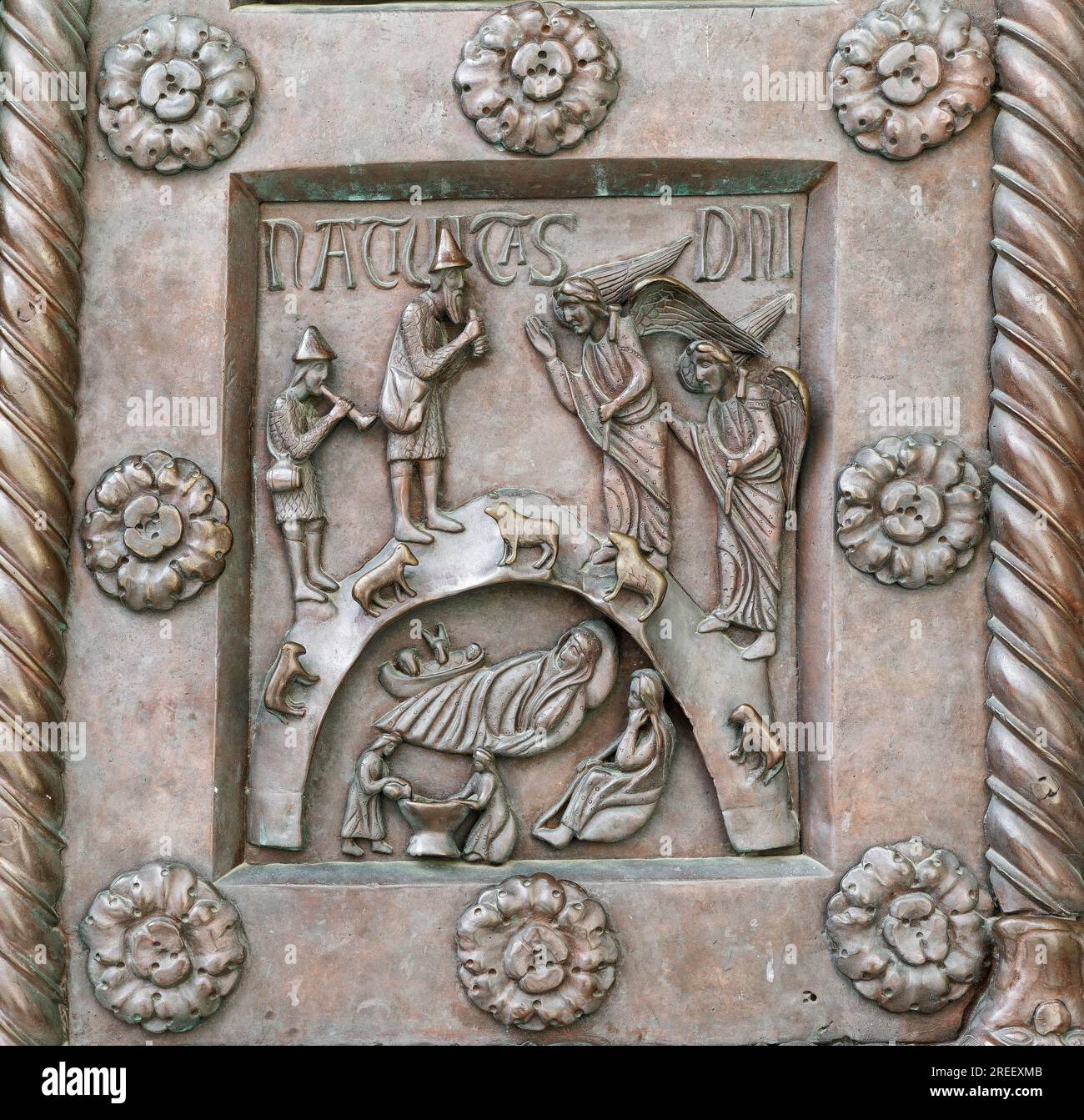 Shepherds, Angels and Birth of Jesus Christ, Detail Porta di San ...