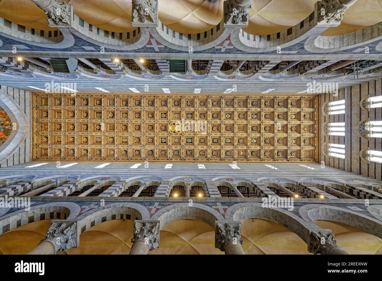 Romanesque nave with Renaissance coffered ceiling, Cathedral ...