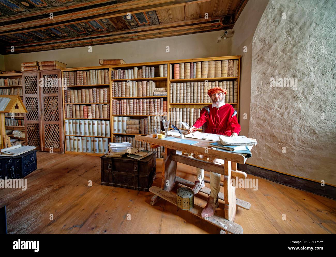 Historical Writing Room, Mildenstein Castle, Leisnig, Saxony, Germany ...