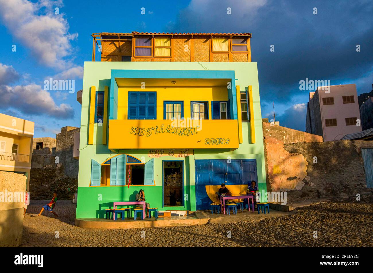 Colourful fassade of a building. San Antao. Cabo Verde. Africa Stock ...