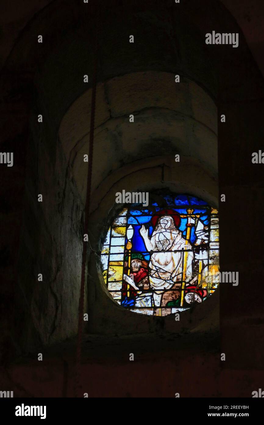 16th century leaded glass window, Chapelle Notre-Dame du Crann, Spezet ...