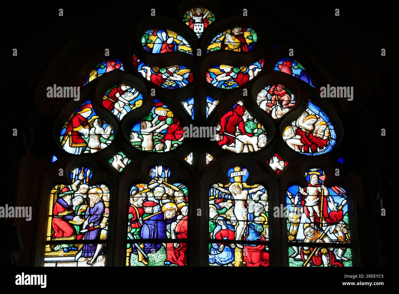 16th century leaded glass window, Chapelle Notre-Dame du Crann, Spezet ...