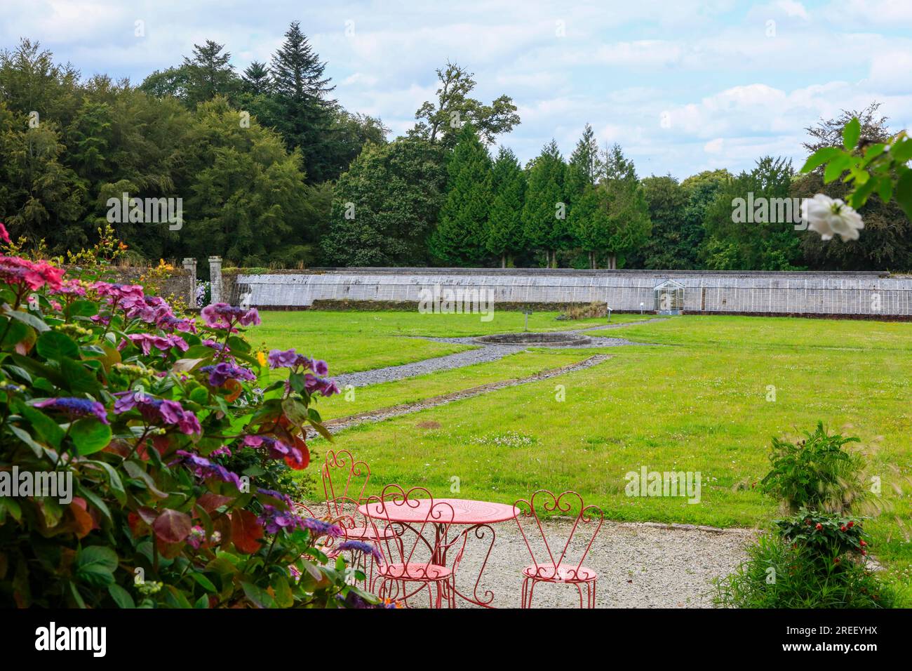 Greenhouses, neo-Gothic Victorian Chateau de Trevarez, built 1893-1907 ...
