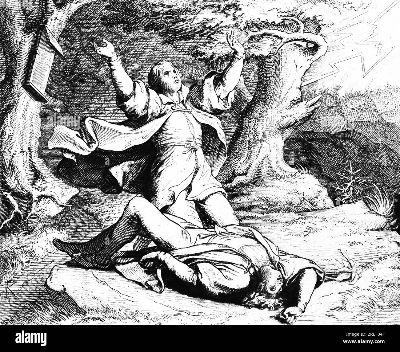 Martin Luther's friend Alexius is struck by lightning on a journey ...