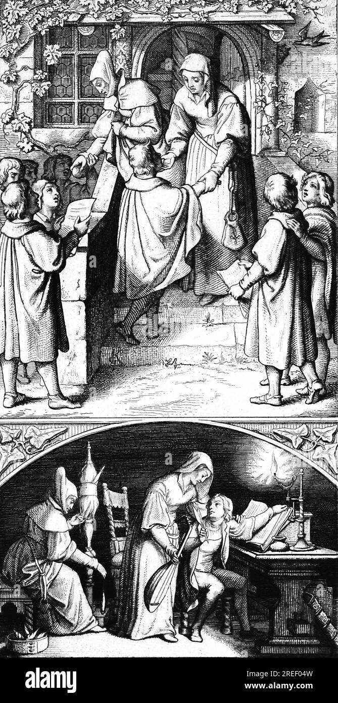 Martin Luther singing as a current student at the door of Mrs Ursula ...