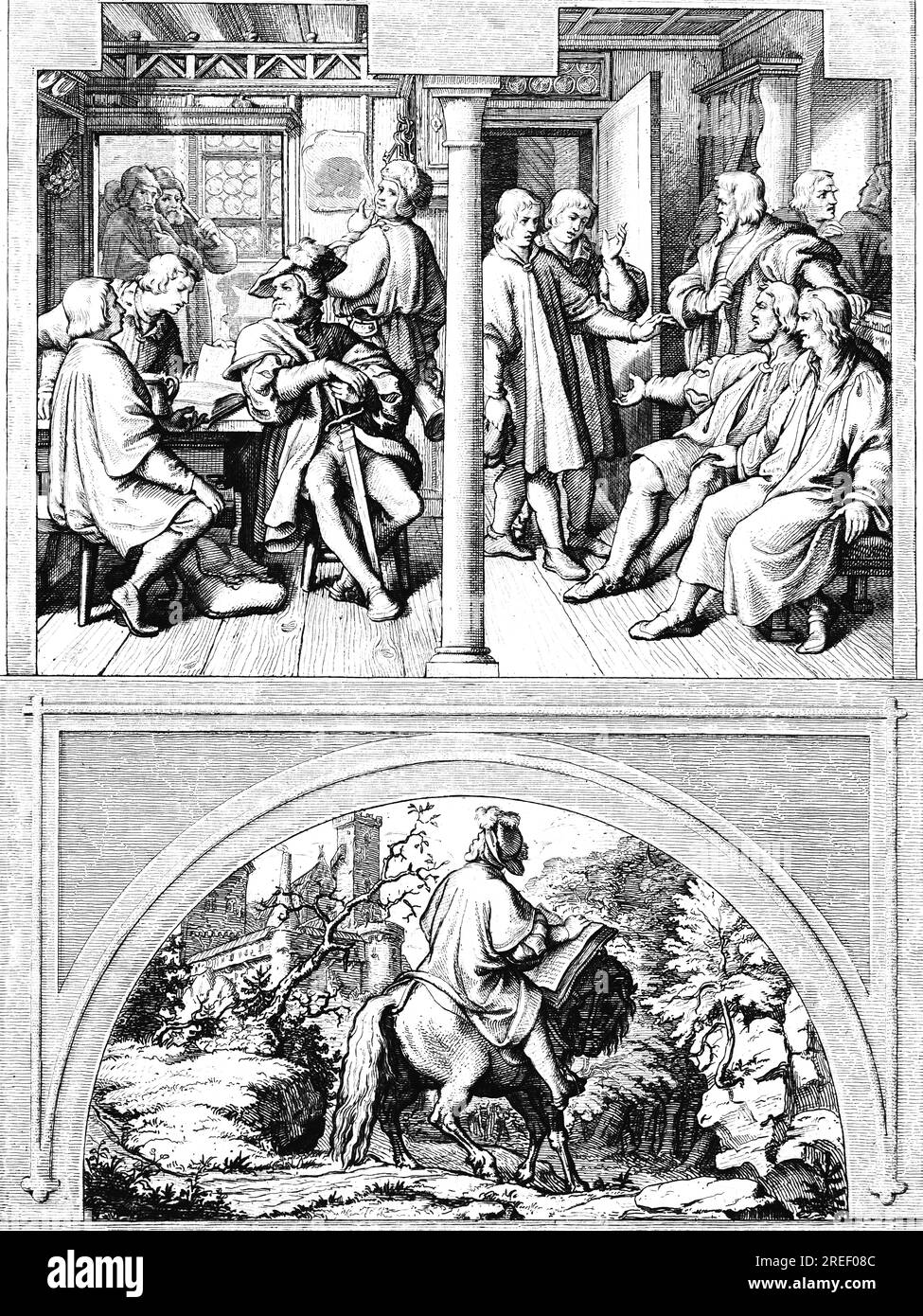 Martin Luther and the Swiss students in the inn, Jena (top left ...