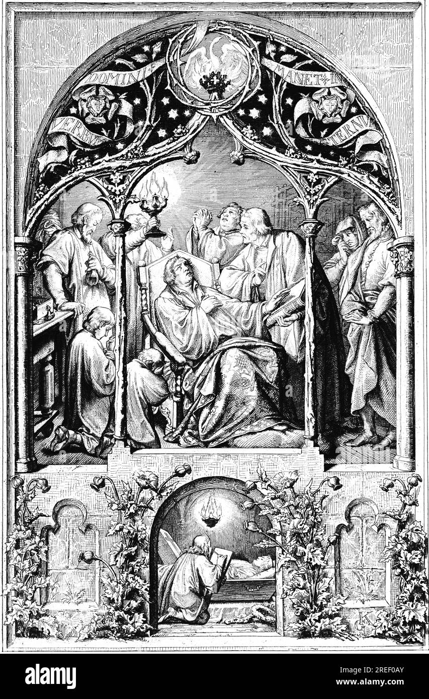 Dying Martin Luther (above), at his deathbed (below), Wittenberg ...