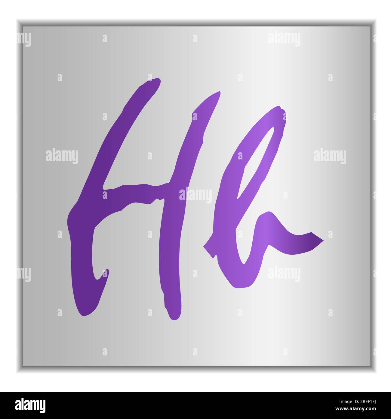 Stylized letter H of the alphabet on a silver background with shadow ...