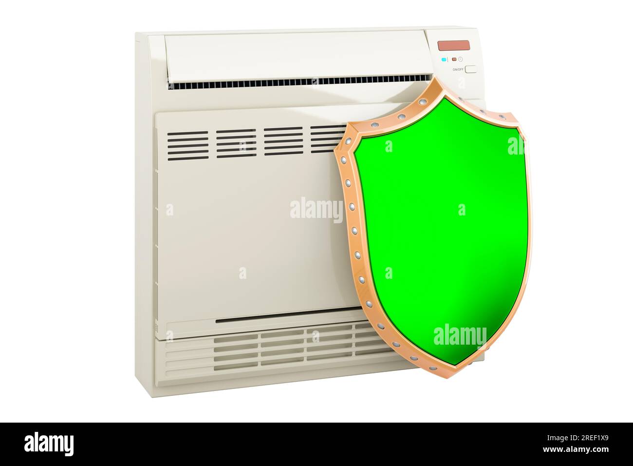 Air conditioner, floor standing unit with shield, 3D rendering isolated ...