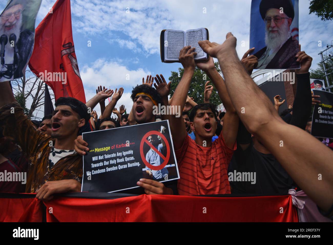 SRINAGAR, JAMMU AND KASHMIR, INDIA - 2023/07/27: Kashmiri Shia Muslims ...