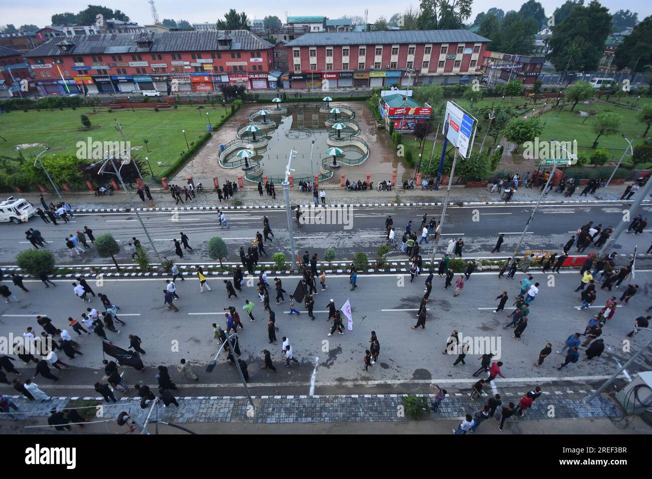 Srinagar, India. 27th July, 2023. Kashmiri Shiite Muslims take part in a ritual religious ...