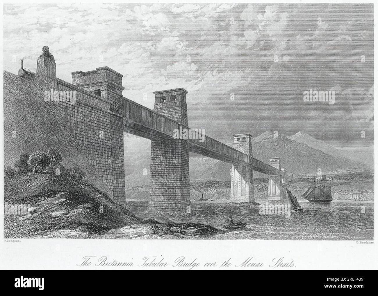 The Britannia tubular Bridge over the Menai Straits circa 1860 by ...