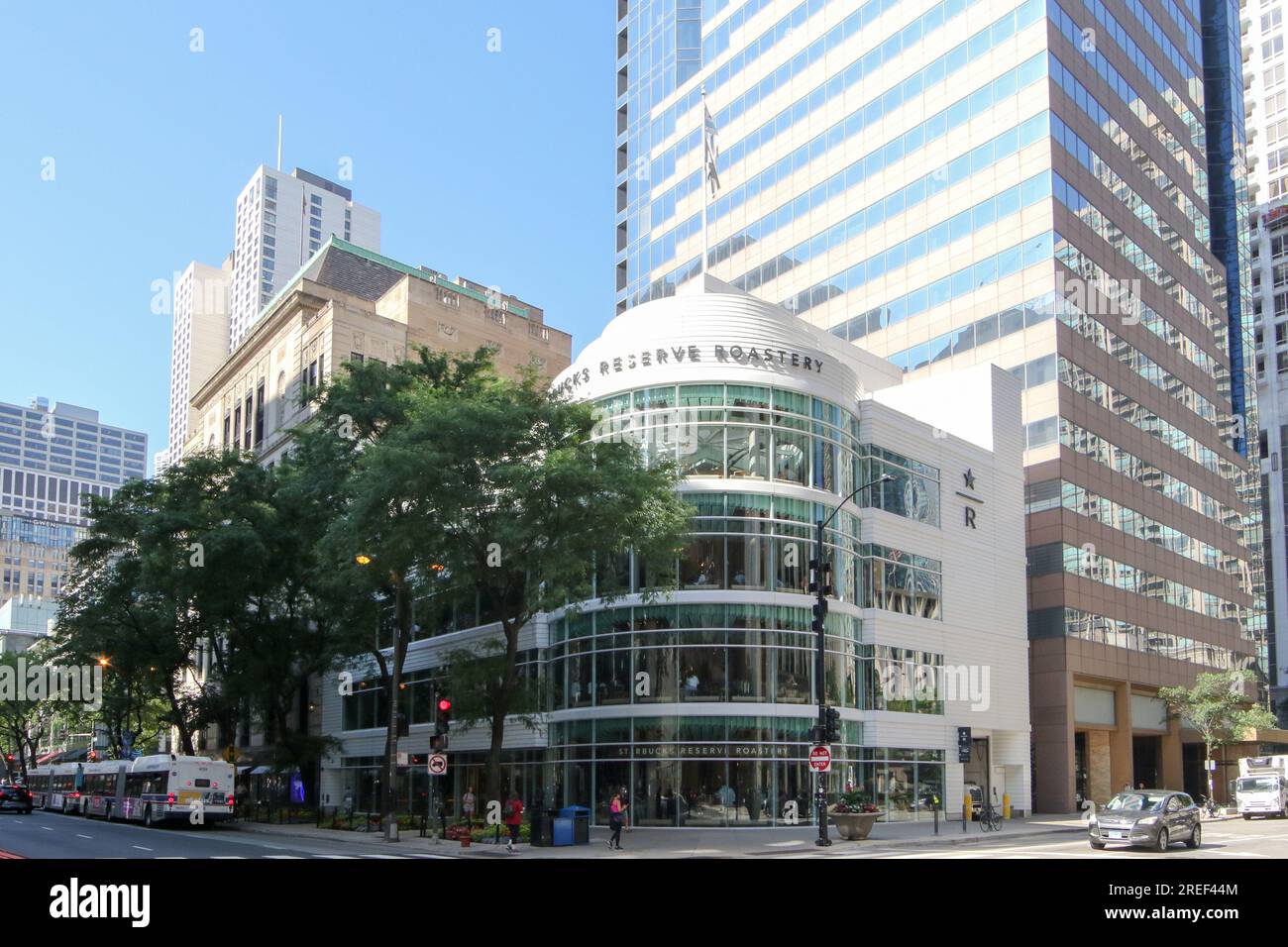 The outside exterior of the five-story 35,000 square foot Starbucks ...