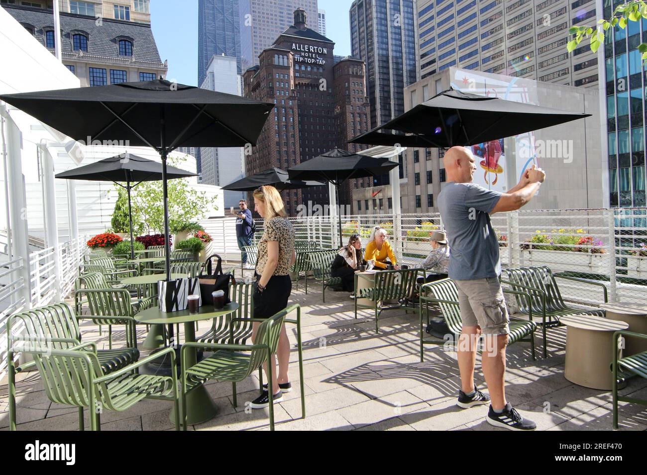 The fifth floor Roof Terrace has good views of Michigan Avenue at the ...