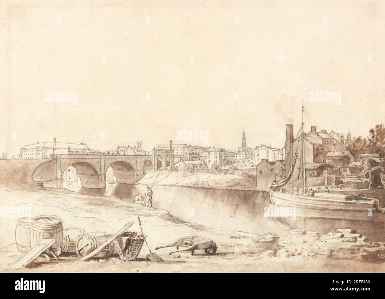 Bridge over the Irwell and Entrance into Manchester circa 1830 by Isaac ...