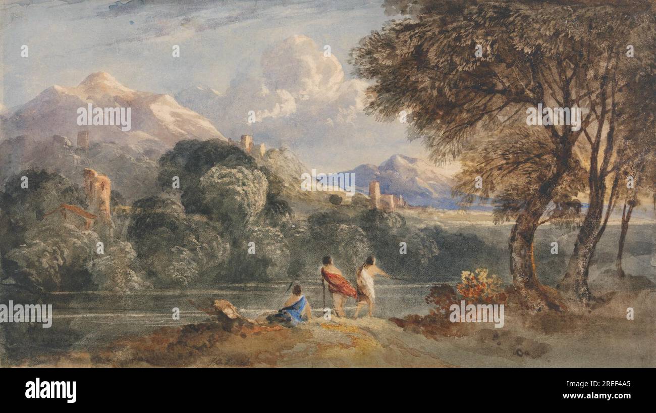 Classical Landscape with Figures by Francis Oliver Finch Stock Photo ...