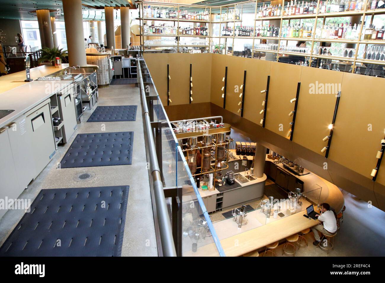 View looking down at the 3rd floor Experiential Coffee Bar at the five ...