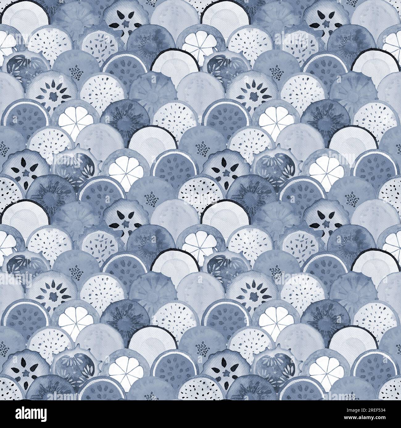 Seamless pattern with exotic tropical fruits slices. Watercolor hand ...