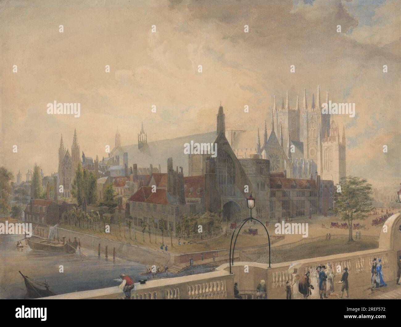 View of Westminster Hall and Abbey from the Bridge 1818 by John Gendall ...