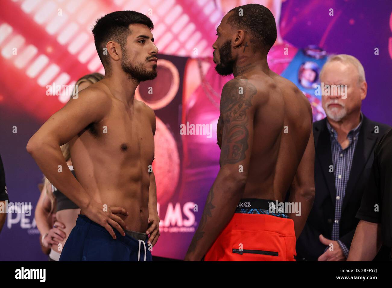 Las Vegas, NV, USA. 27th July, 2023. Karlos Balderas (L) and Nahir ...