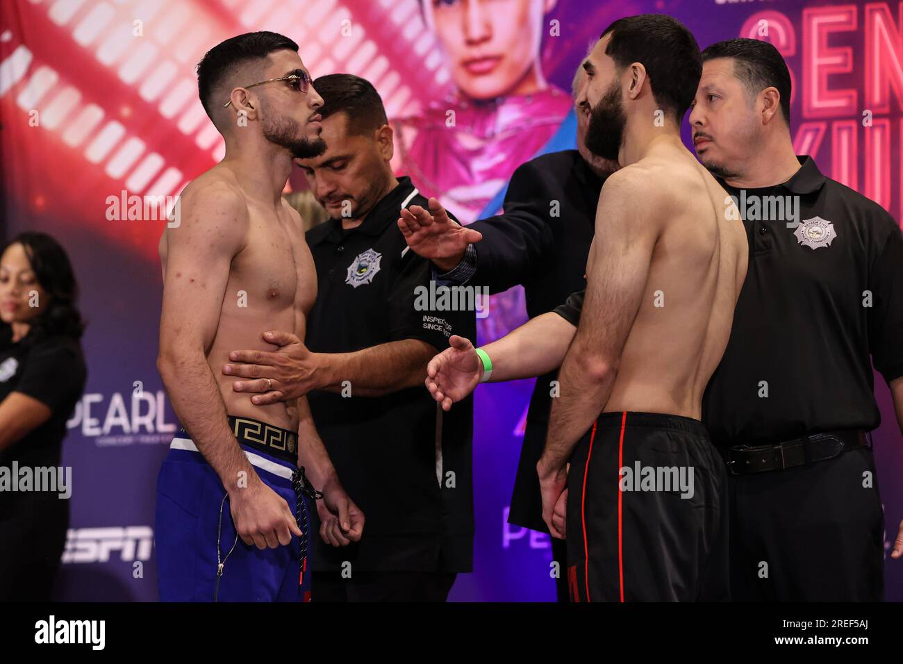 Las Vegas, NV, USA. 27th July, 2023. Andres Cortes (L) and Xavier ...