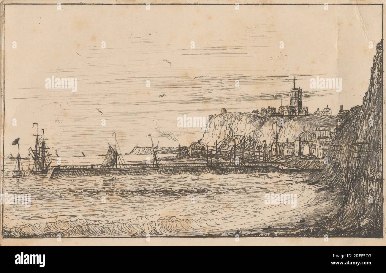 Harbour Scene with Town by Charles Golding Constable Stock Photo - Alamy