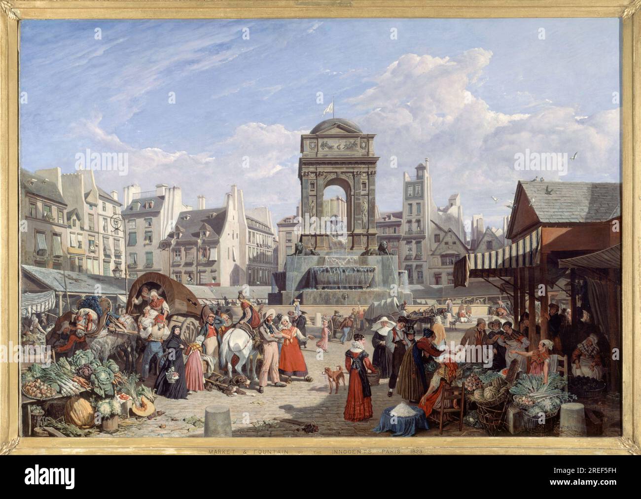 Le Marché et la fontaine des Innocents 1822 by John James Chalon Stock ...