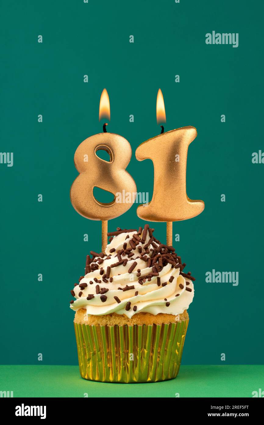 Birthday candle number 81 - Vertical anniversary card with green ...