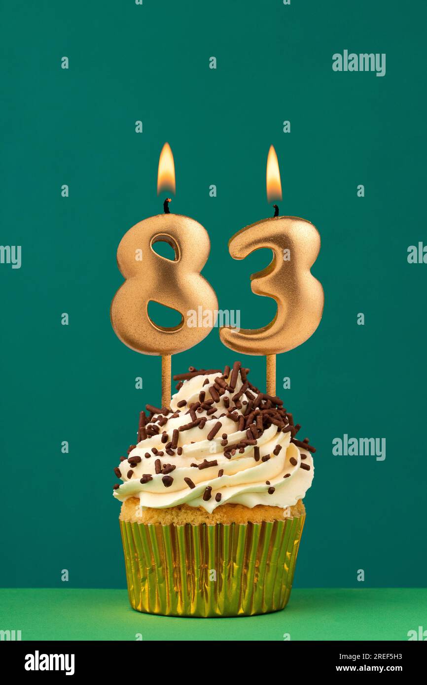 Birthday candle number 83 - Vertical anniversary card with green ...